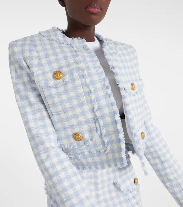 Balmain Checked Cotton-blend Tweed Jacket