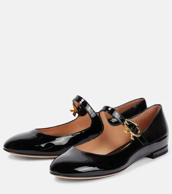 GIANVITO ROSSI Mary Jane Patent Leather Ballet Flats