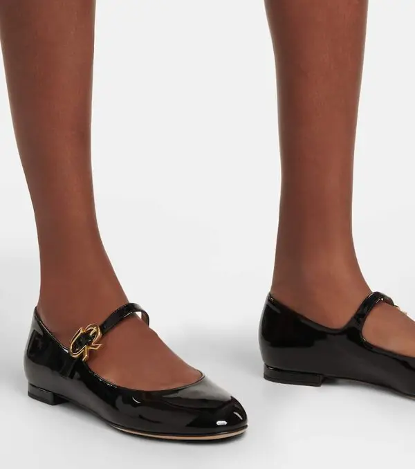 GIANVITO ROSSI Mary Jane Patent Leather Ballet Flats