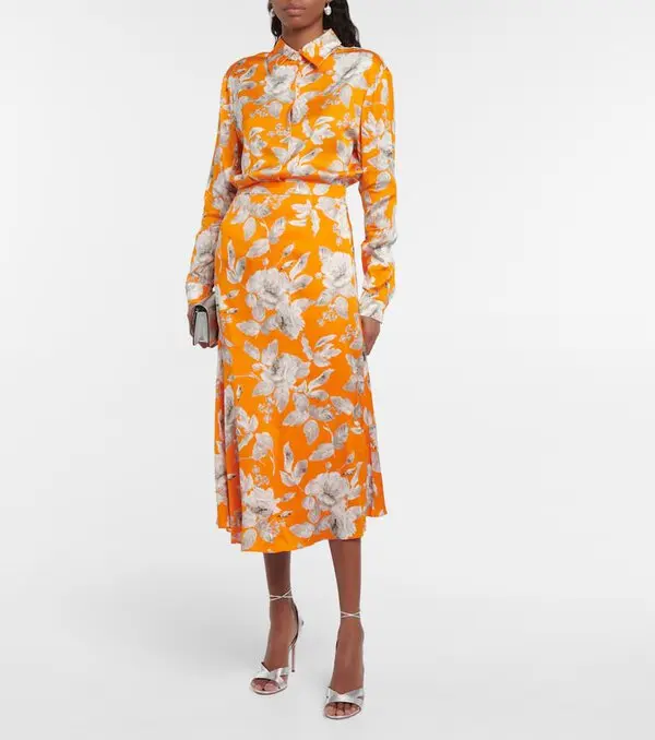 Erdem Lillia Floral Satin Blouse