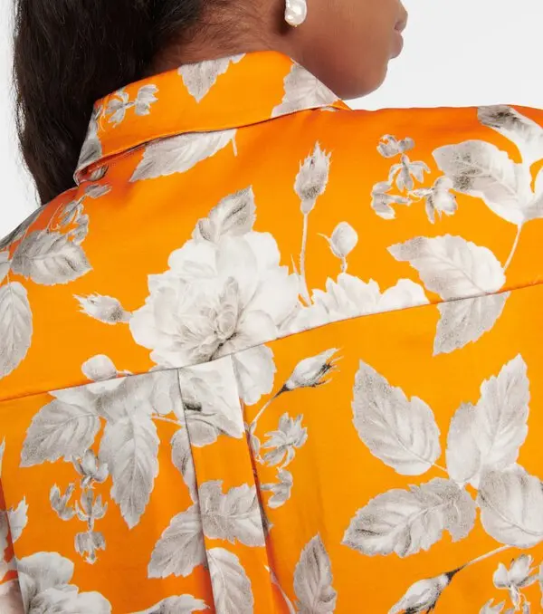 Erdem Lillia Floral Satin Blouse