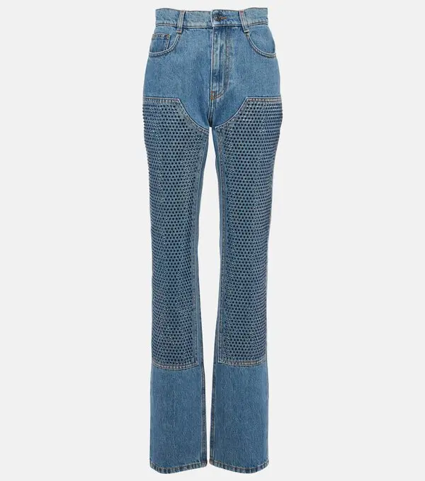 AREA Crystal-embellished Straight Jeans