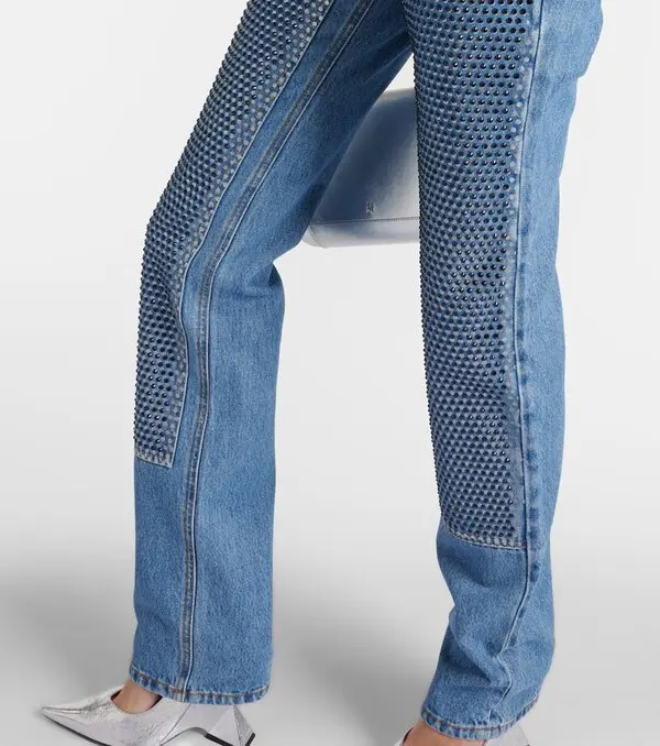 AREA Crystal-embellished Straight Jeans