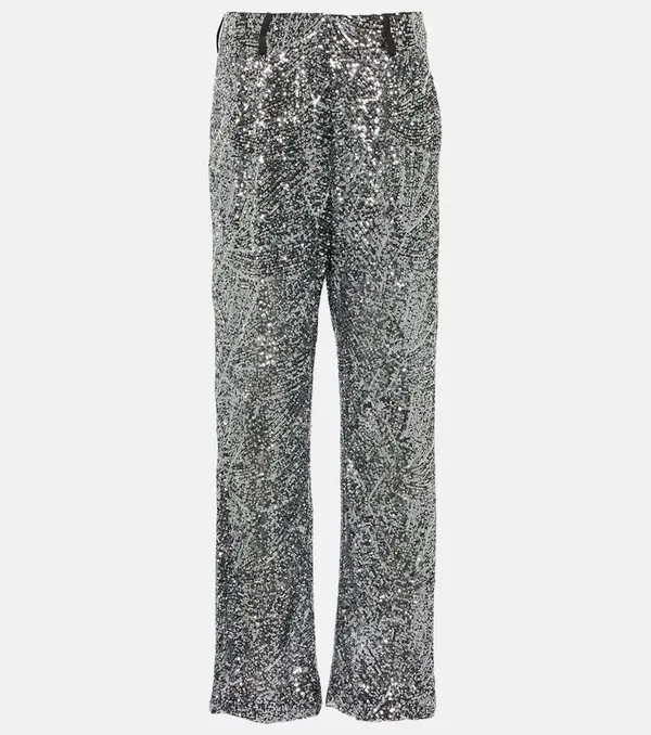BLAZÉ MILANO Sequined Straight Pants - Silver