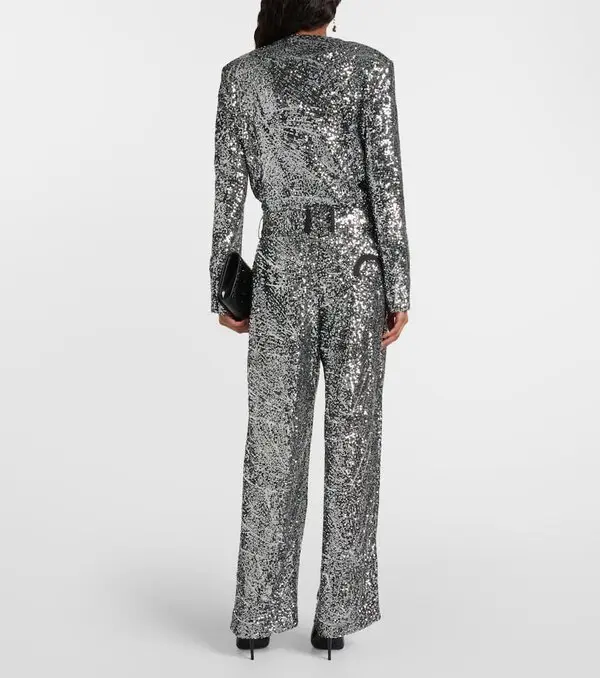 BLAZÉ MILANO Sequined Straight Pants - Silver