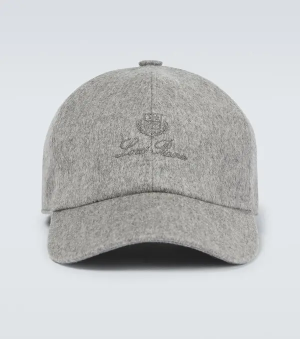 Loro Piana Logo Cashmere Baseball Cap - Grey