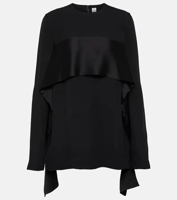 TOTEME Satin-trimmed Crepe Top