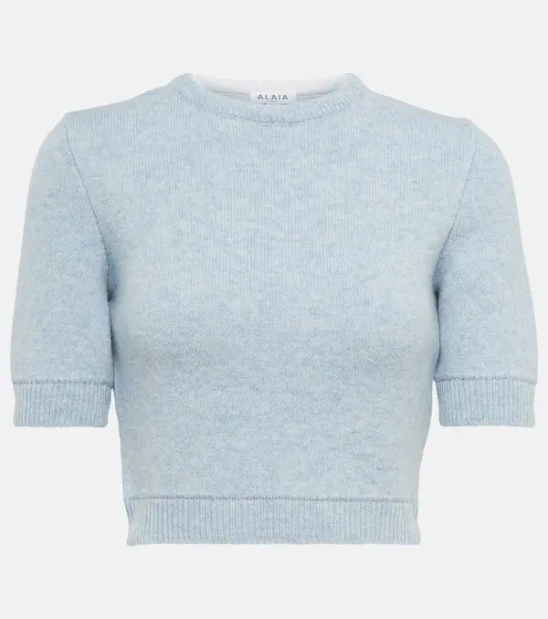 Alaïa Wool Crop Sweater - Blue