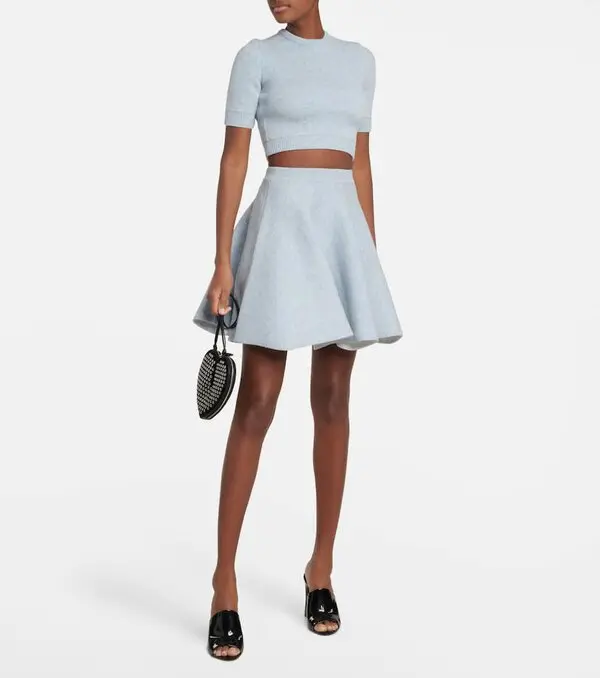 Alaïa Wool Crop Sweater - Blue
