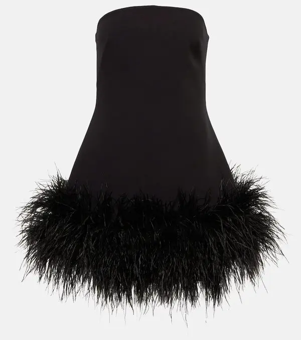 Safiyaa Strapless Feather-trimmed Mini Dress - Black