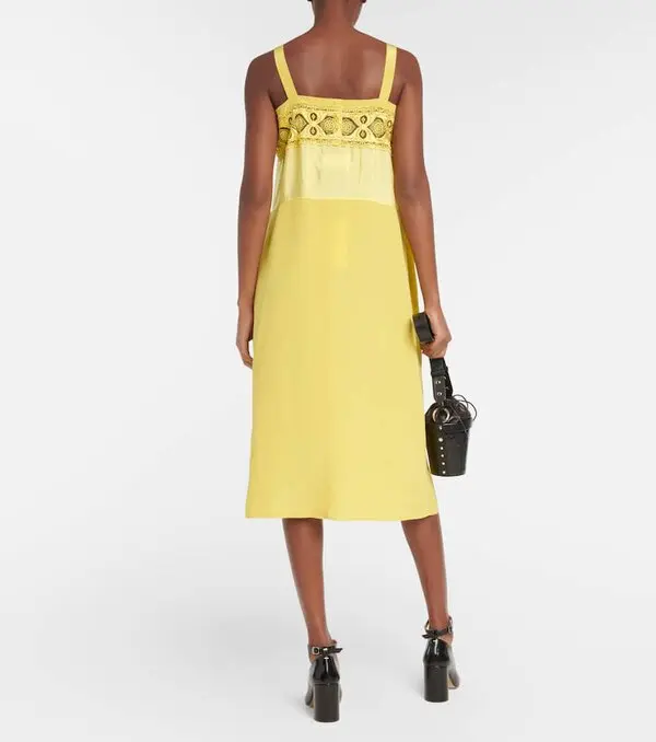 MAISON MARGIELA Lace-trimmed Silk-blend Midi Dress