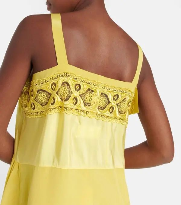 MAISON MARGIELA Lace-trimmed Silk-blend Midi Dress