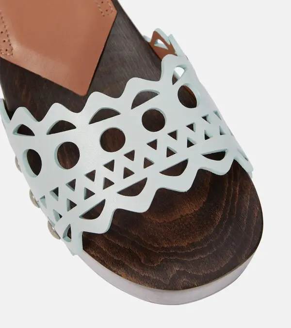 Alaïa Vienne Leather And Wood Slides