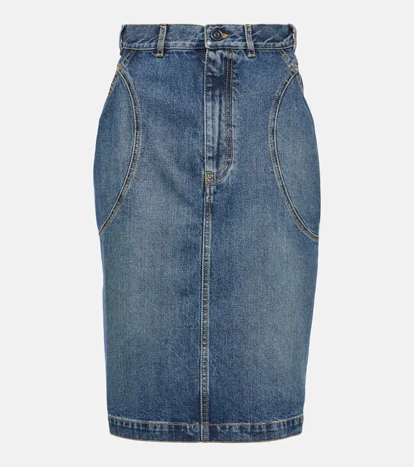Alaïa Denim Pencil Skirt