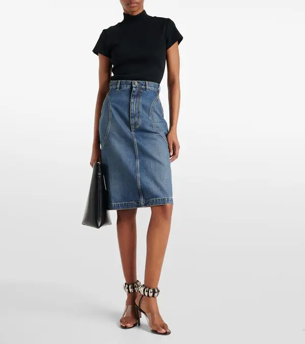 Alaïa Denim Pencil Skirt