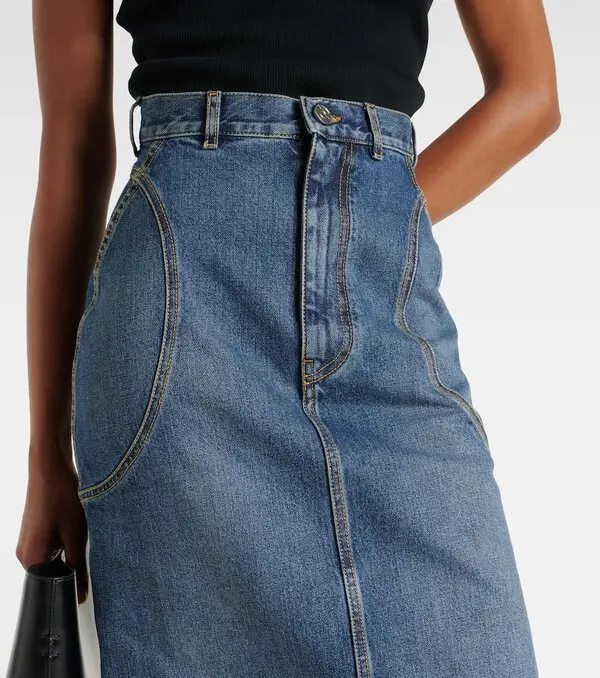 Alaïa Denim Pencil Skirt