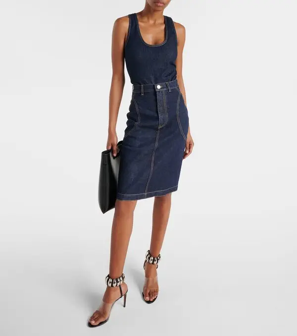 Alaïa Denim Pencil Skirt