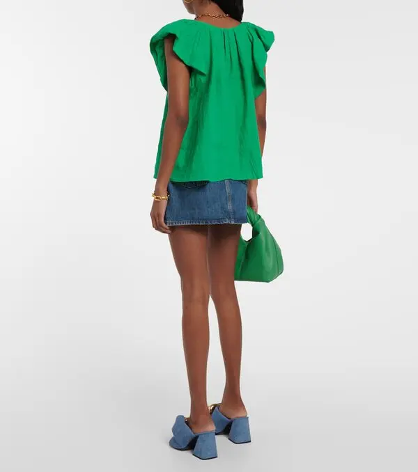 Velvet By Graham & Spencer Ava Linen Top - Green