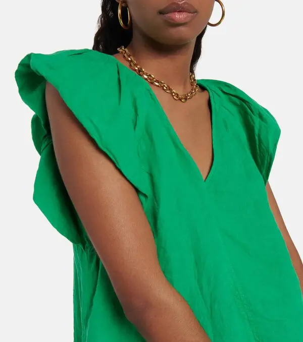 Velvet By Graham & Spencer Ava Linen Top - Green