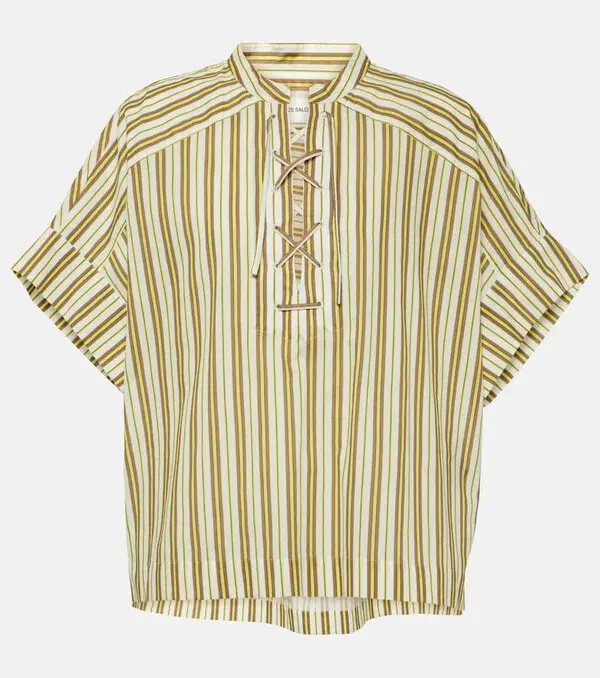 YVES SALOMON Striped Cotton Top - Yellow