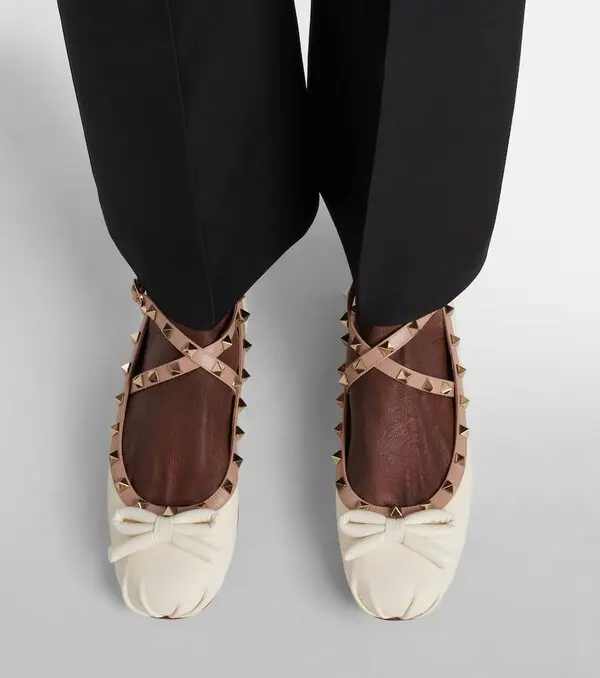Valentino Garavani Rockstud Leather Ballerinas
