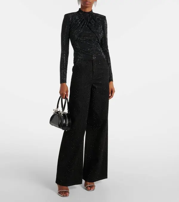 SELF-PORTRAIT Embellished Mesh Top