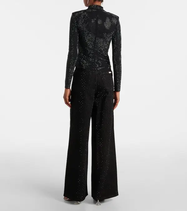 SELF-PORTRAIT Embellished Mesh Top