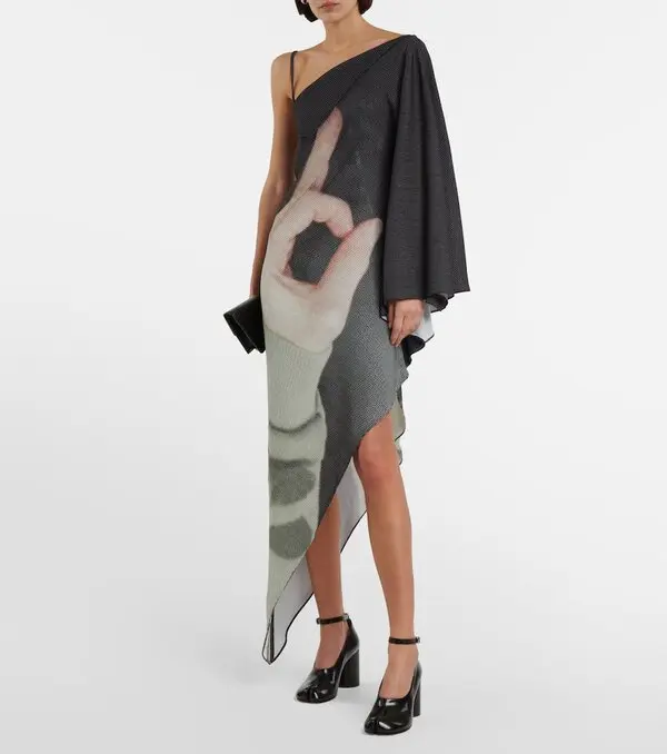 MAISON MARGIELA Printed One-shoulder Midi Dress