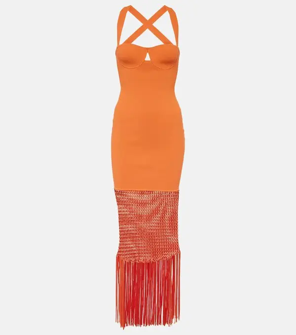 Galvan Fringed Midi Dress