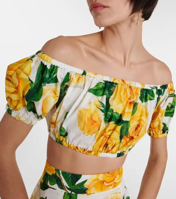 Dolce & Gabbana Floral Off-shoulder Crop Top