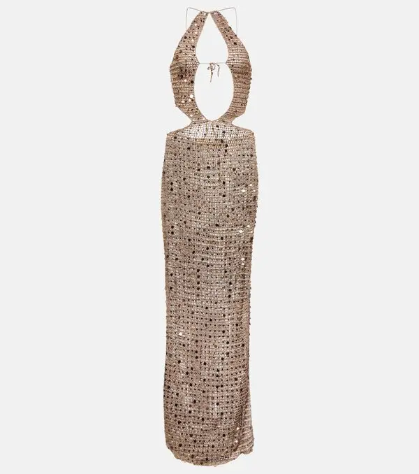 AYA MUSE Morel Sequined Maxi Dress - Beige