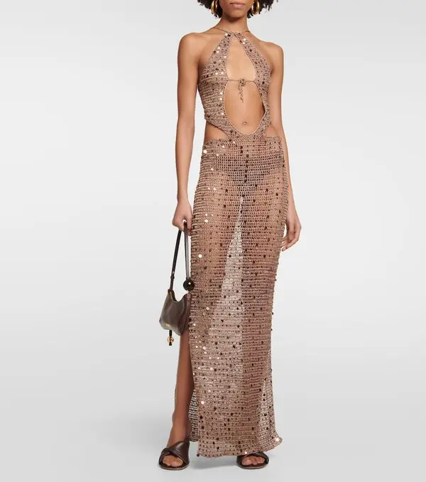 AYA MUSE Morel Sequined Maxi Dress