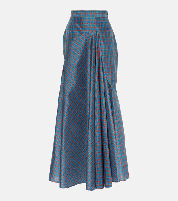 VIVIENNE WESTWOOD Checked Ruffled Silk-blend Maxi Skirt