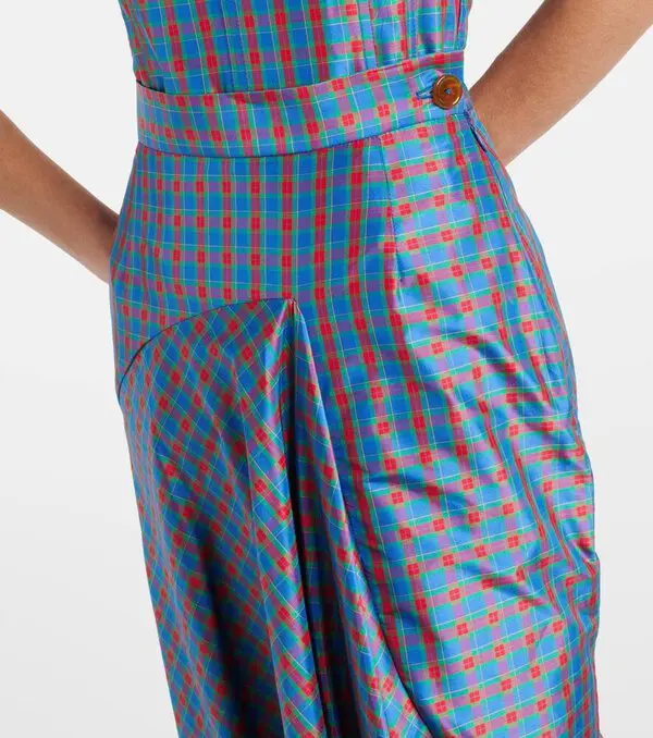 VIVIENNE WESTWOOD Checked Ruffled Silk-blend Maxi Skirt