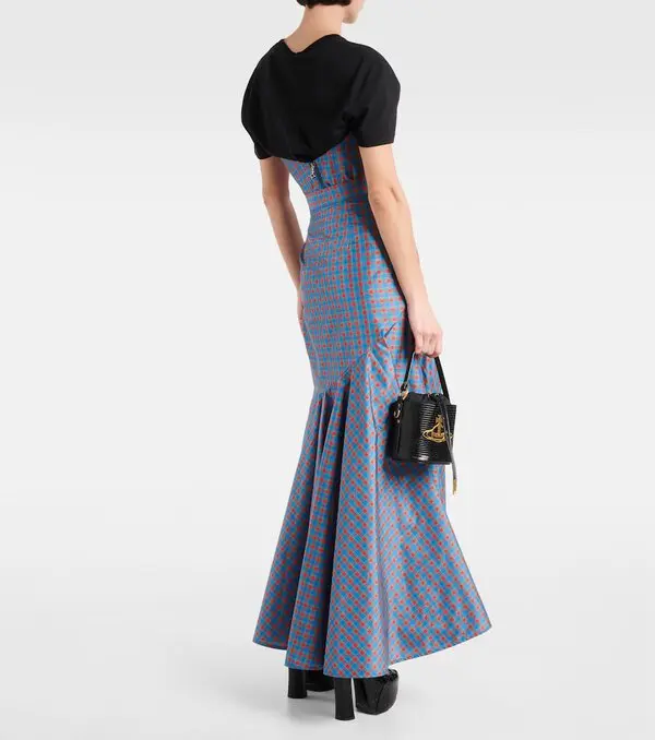 VIVIENNE WESTWOOD Checked Ruffled Silk-blend Maxi Skirt