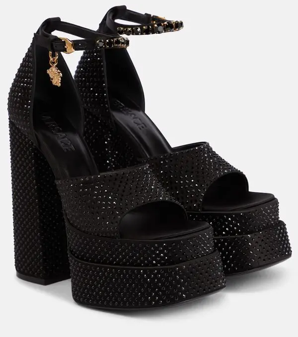Versace Medusa Aevitas Embellished Platform Sandals