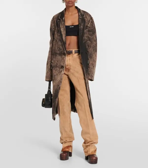 Miu Miu Marbleized Straight Leg Jeans