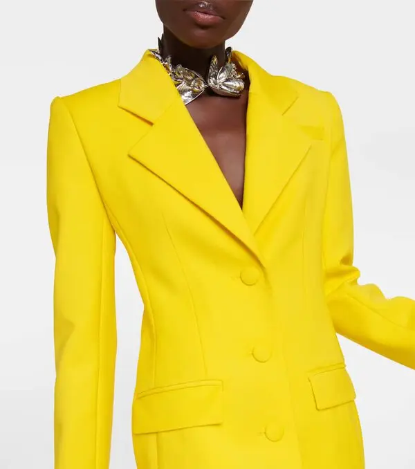 AREA Embellished Wool Blazer Minidress