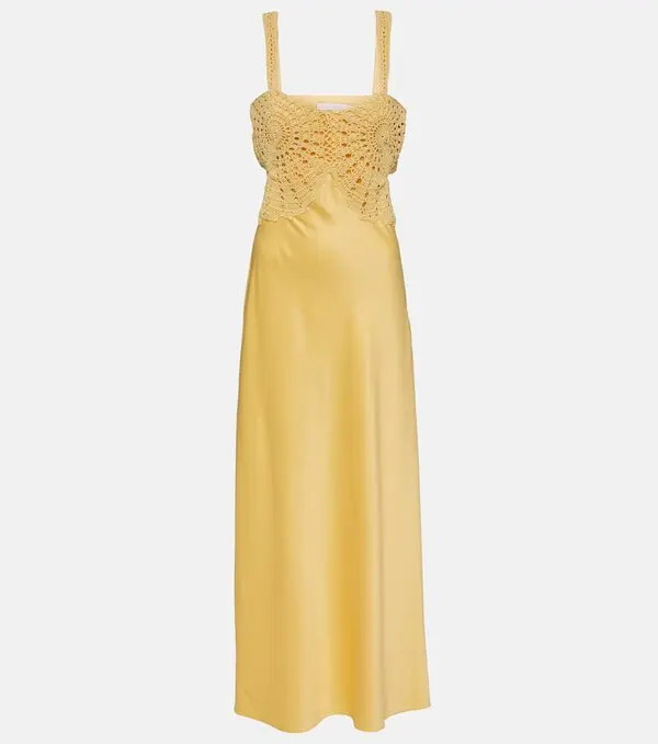 Simkhai Roberta Crochet And Satin Maxi Dress