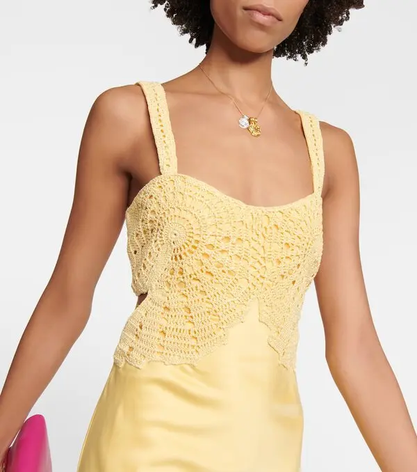 Simkhai Roberta Crochet And Satin Maxi Dress