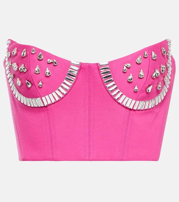 AREA Crystal-embellished Bustier - Pink
