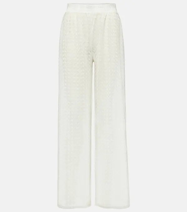 Melissa Odabash Sienna Open-knit Wide-leg Pants - White