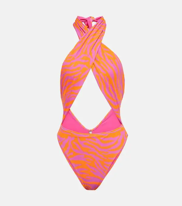 REINA OLGA Italian Stallion Zebra-print Swimsuit - Multicoloured