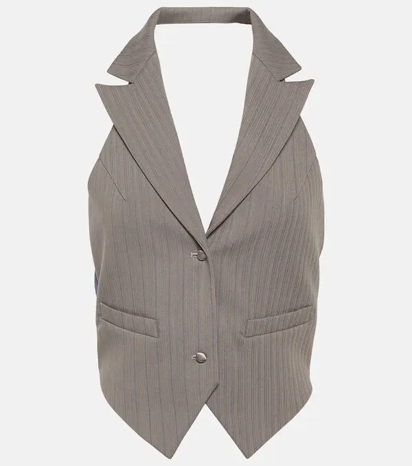 DIDU Pinstripe Vest With Chain Detail