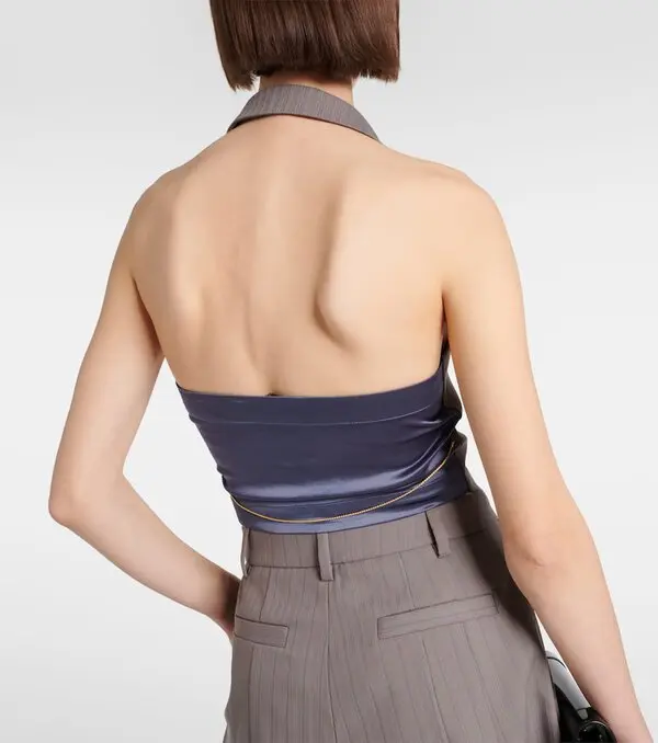 DIDU Pinstripe Vest With Chain Detail