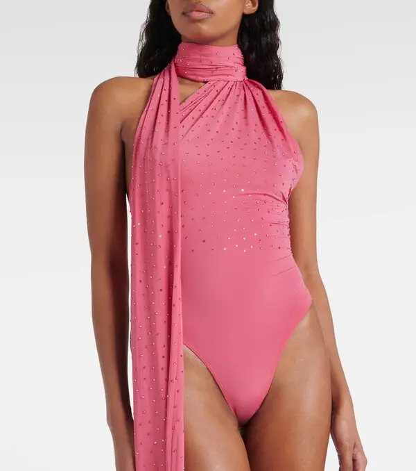 Alex Perry Crystal-embellished Jersey Bodysuit