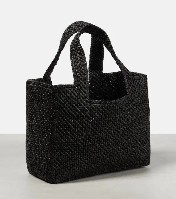 Loewe Small Logo Raffia Bag - Black