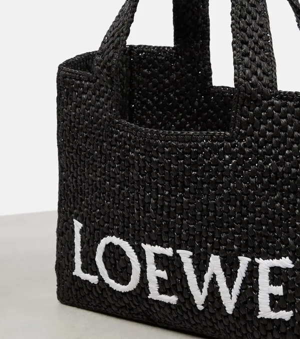 Loewe Small Logo Raffia Bag - Black