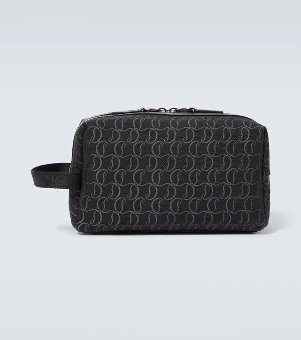 CHRISTIAN LOUBOUTIN Zip N Flap Logo Jacquard Pouch - Black