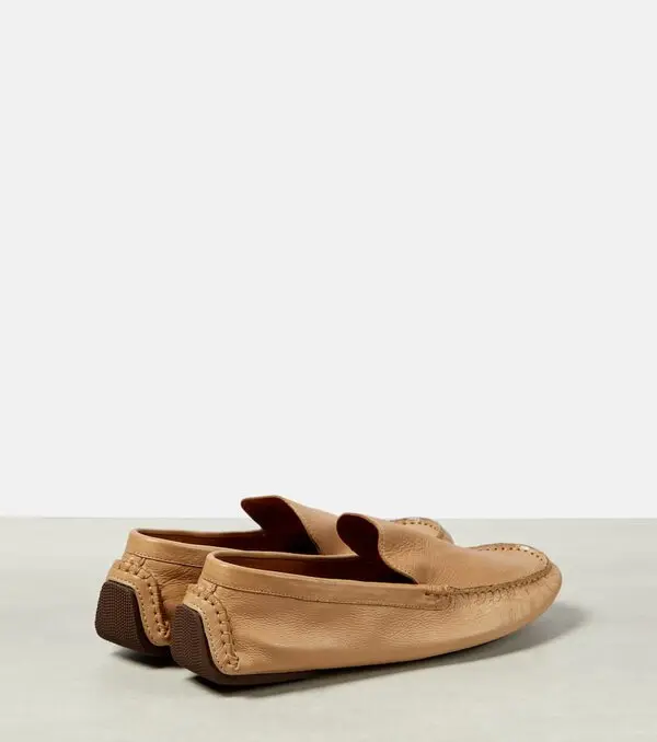 THE ROW Lucca Leather Loafers - Beige